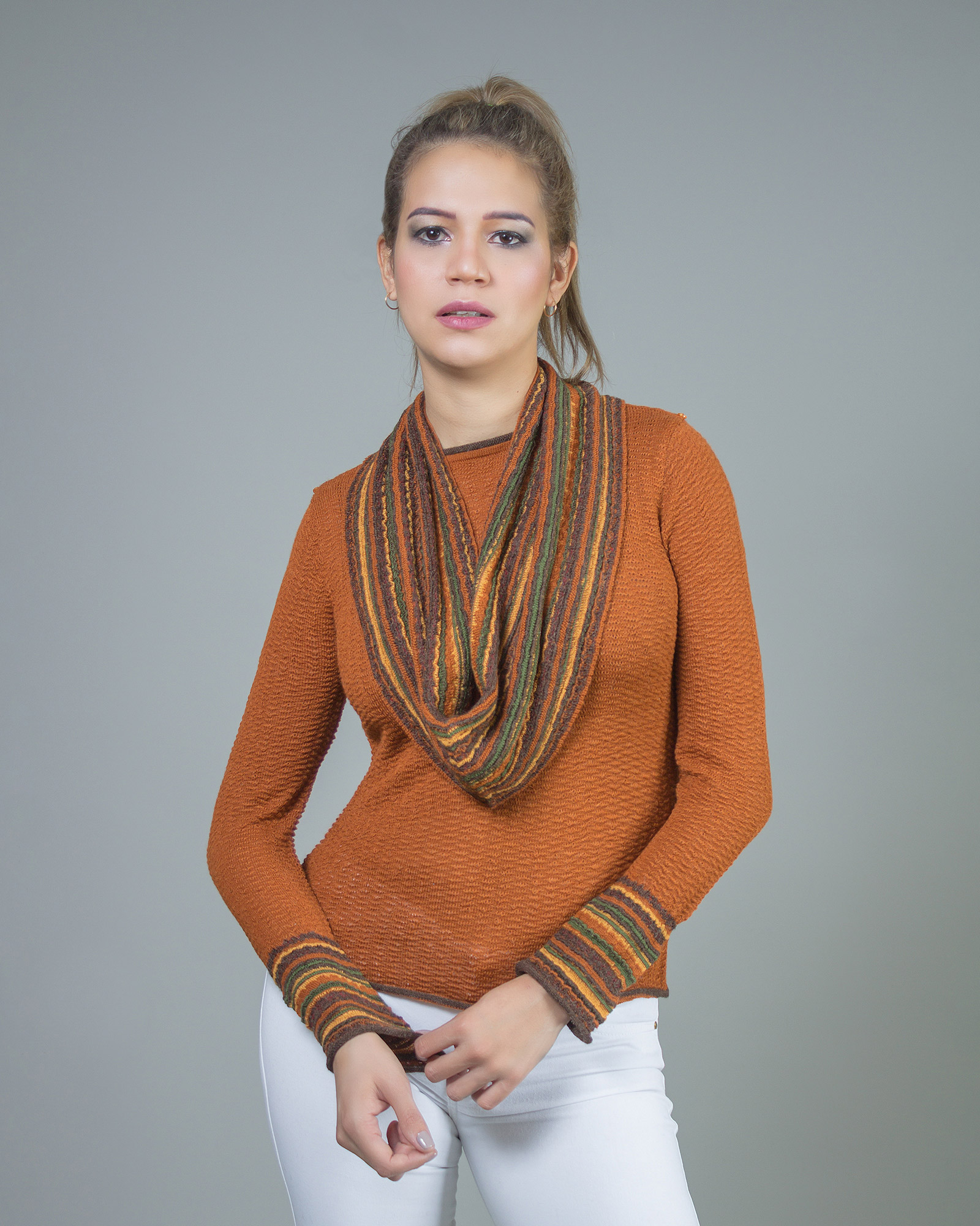 Jacquard boat neck sweater